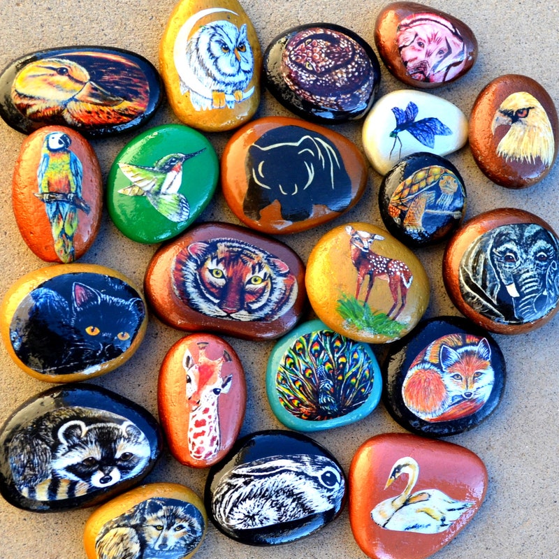Pebble Art Animals - Etsy