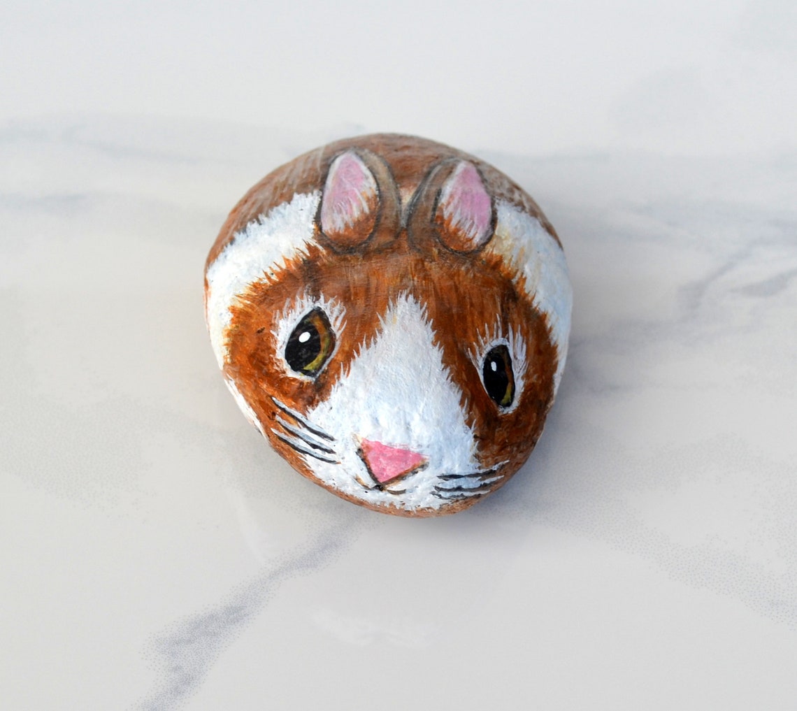 Painted Rabbit Rock Art Dutch Rabbit Animal Rock Art Pet - Etsy