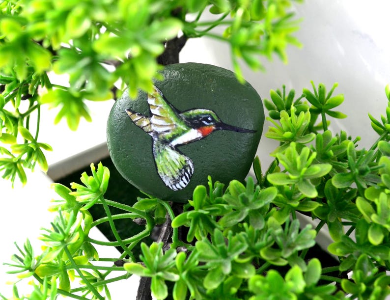 Hummingbird Painted Rock Art, Original Print on Stone Nature Gift - Etsy