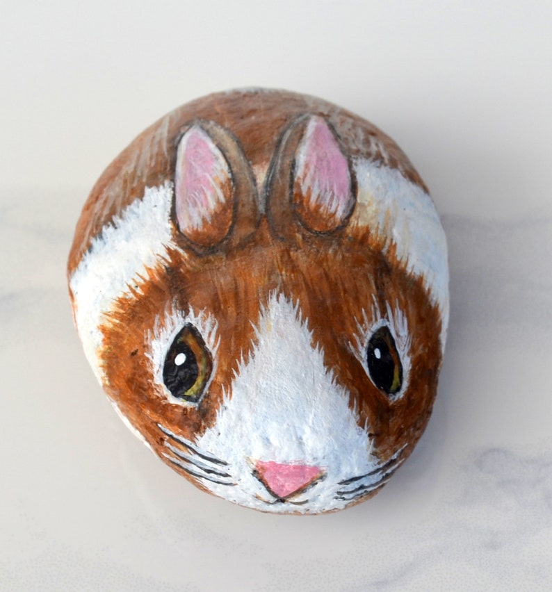 Painted Rabbit Rock Art Dutch Rabbit Animal Rock Art Pet - Etsy