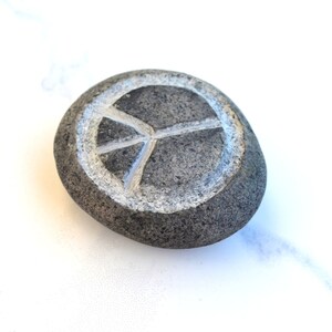 Peace Sign Engraved Pocket Stone, Carved River Rock, Peace on Stone ...
