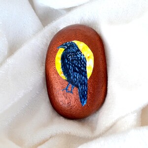 Raven Bird Totem Artwork Pocket Rock Black Raven Pebble Spirit Animal ...