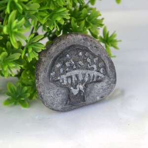 Mushroom Engraved Stone Art, Small Fungi River Rock, Carved Pocket Gift ...