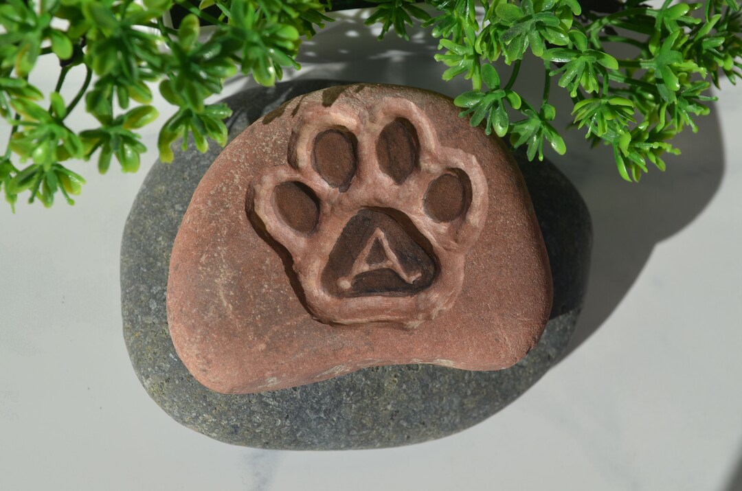 Personalized Pet Paw Symbol Stone Gift Hand Carved Rock Art - Etsy