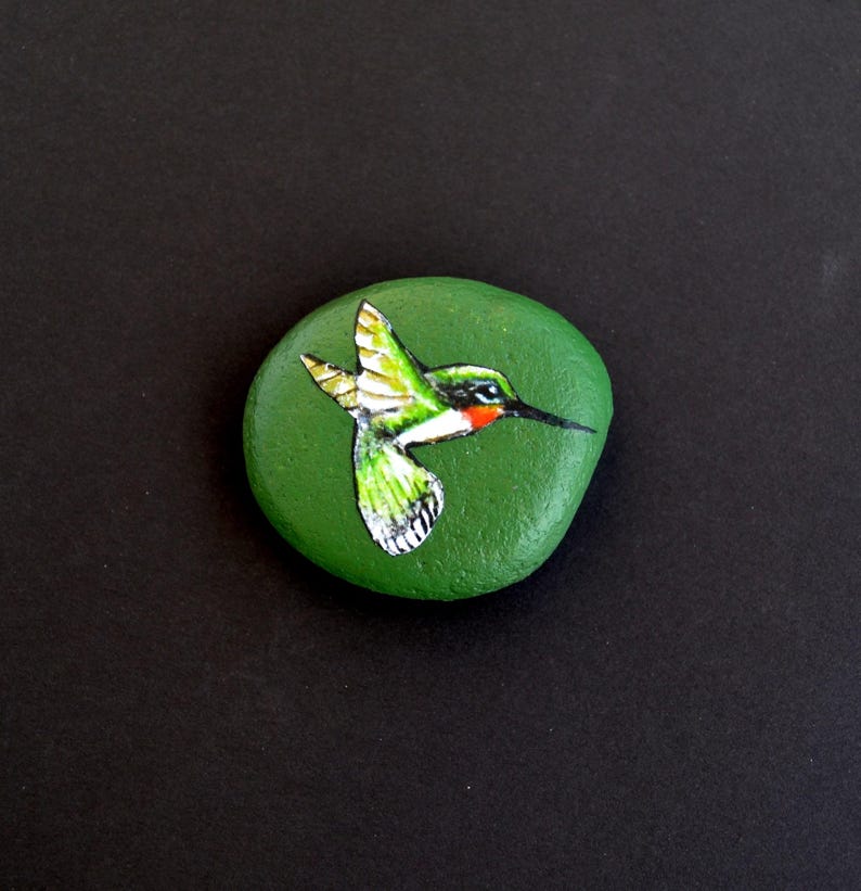 Hummingbird Painted Rock Art, Original Print on Stone Nature Gift - Etsy