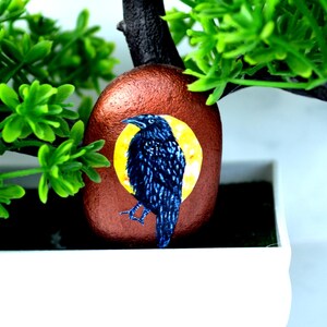 Raven Bird Totem Artwork * Pocket Rock Black Raven Pebble * Spirit ...