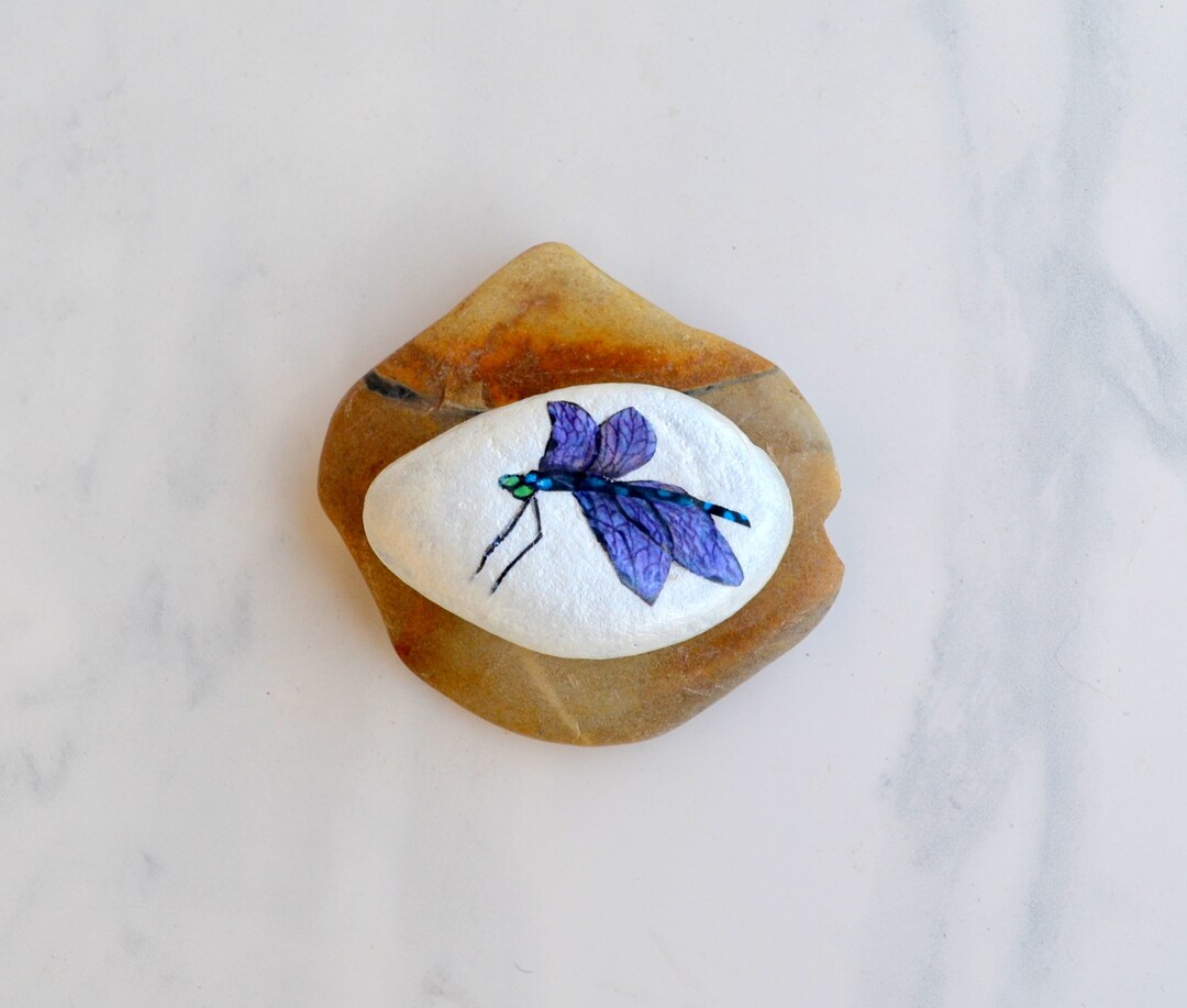 Dragonfly Painted Rock Artwork Symbolic Dragonfly Gift From Original ...