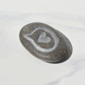 Heart Pocket Pebble, Hand Carved Rock Art, Engraved River Rock ...