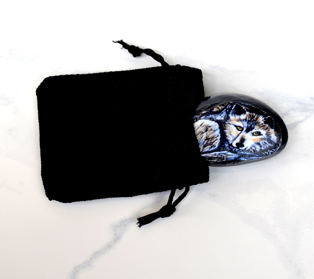 Wolf Painted Rock Totem, Original Woodland Totem Animal Art Print on ...