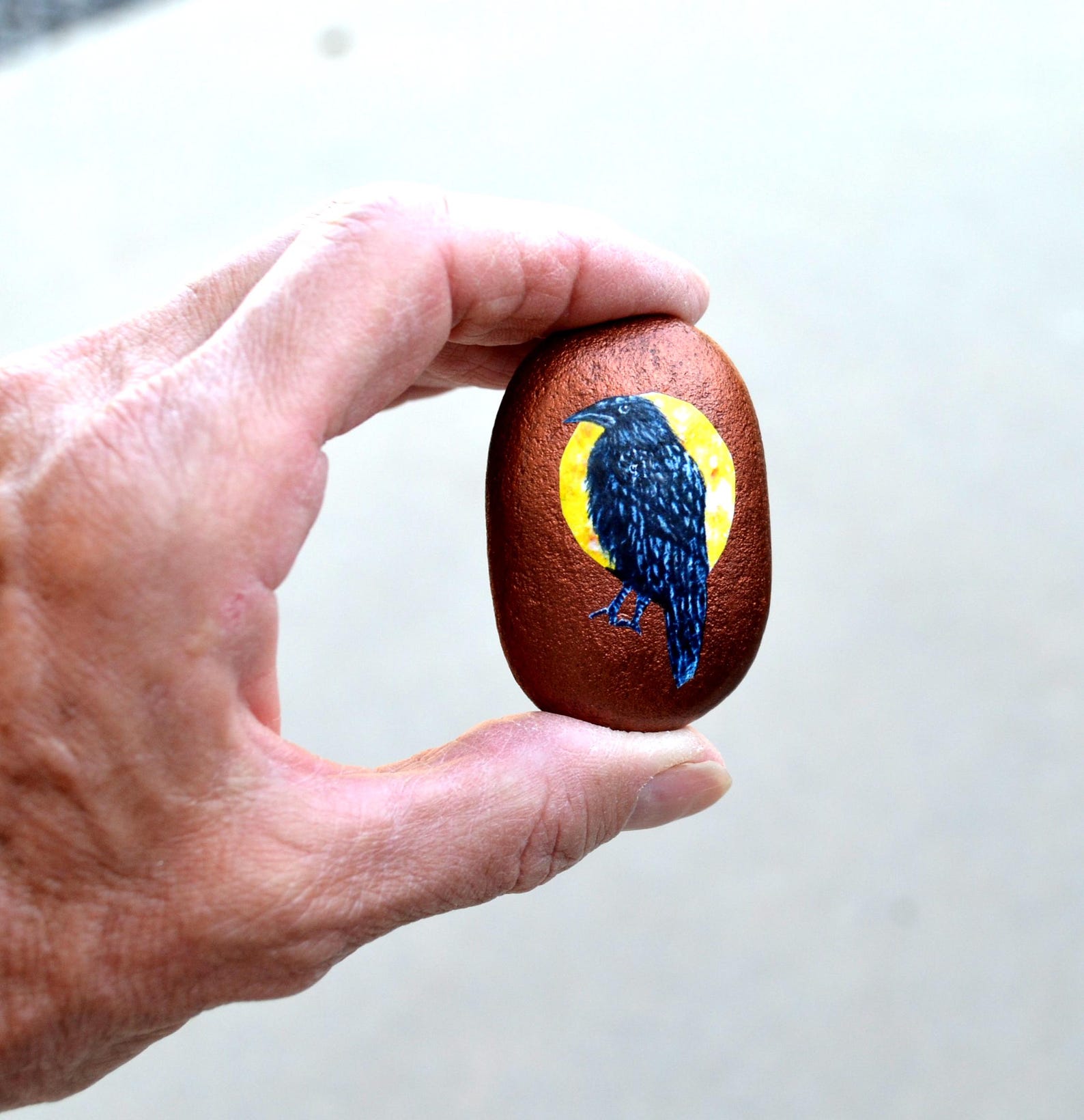 Raven Bird Totem Artwork Pocket Rock Black Raven Pebble Spirit Animal ...