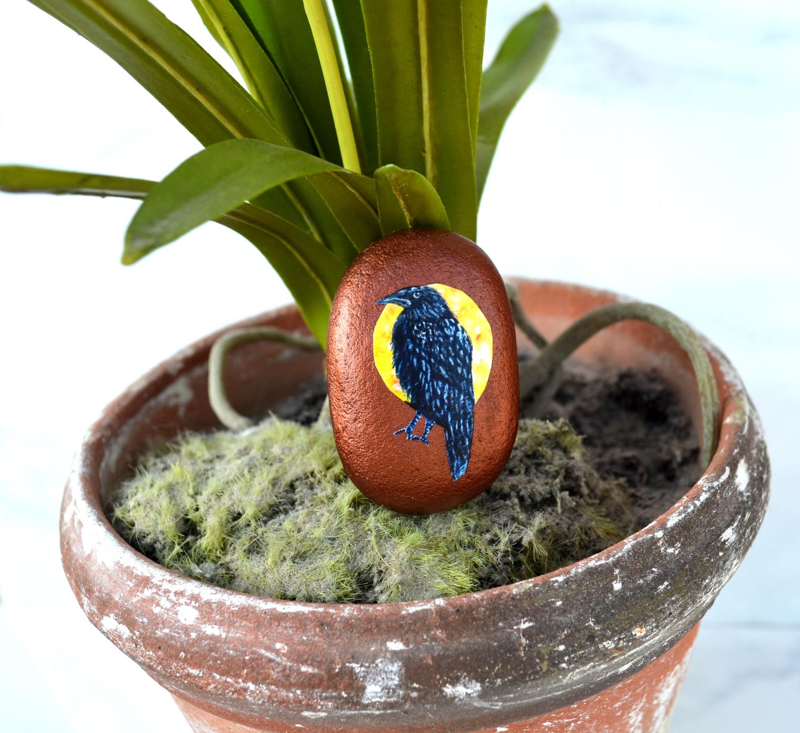 Raven Bird Totem Artwork Pocket Rock Black Raven Pebble Spirit Animal ...