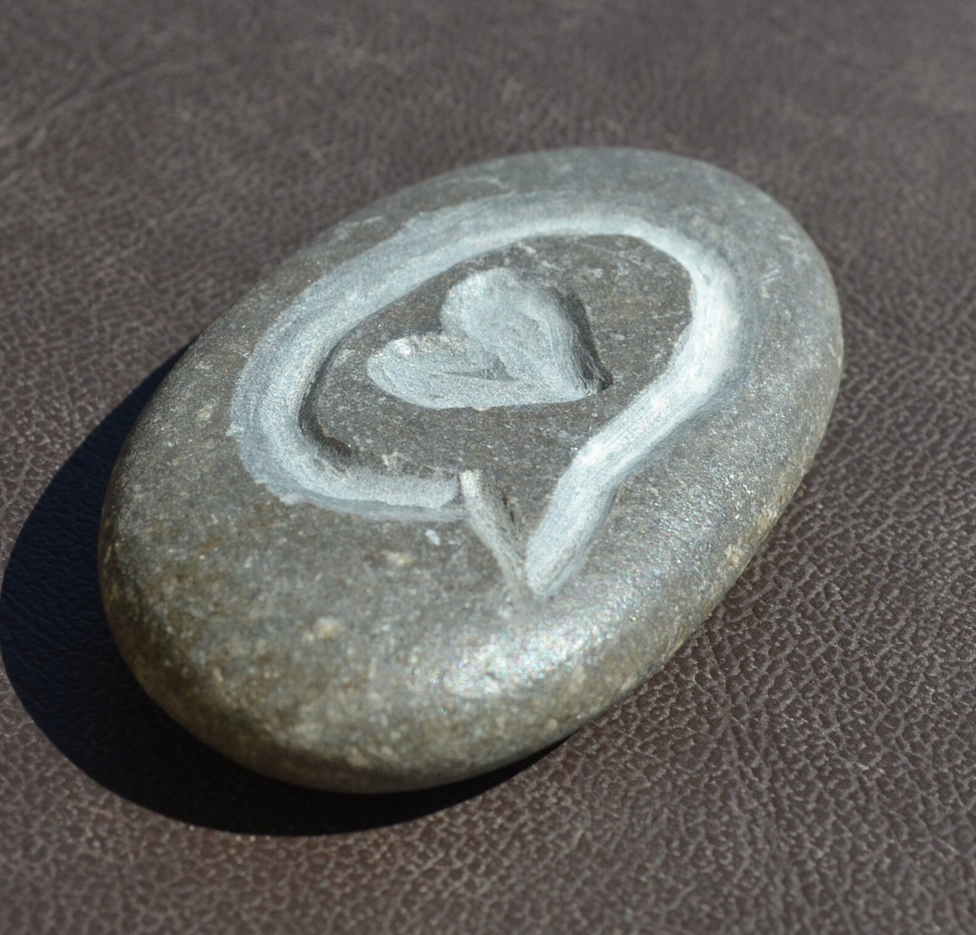 Heart Pocket Pebble, Hand Carved Rock Art, Engraved River Rock ...