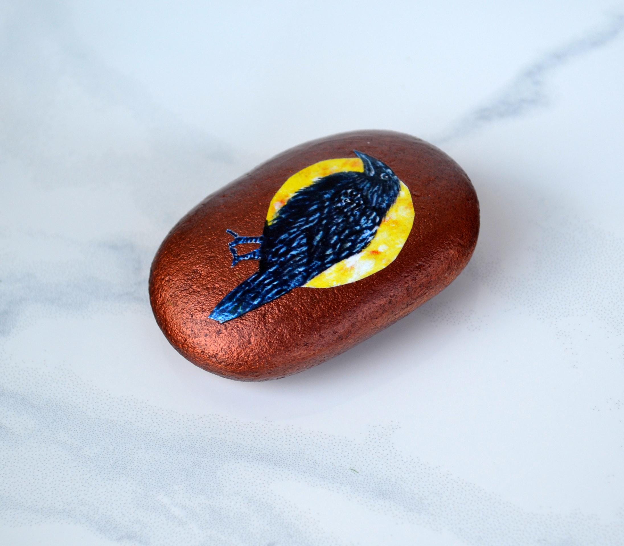 Raven Bird Totem Artwork Pocket Rock Black Raven Pebble Spirit Animal ...