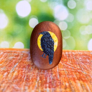 Raven Bird Totem Artwork * Pocket Rock Black Raven Pebble * Spirit ...