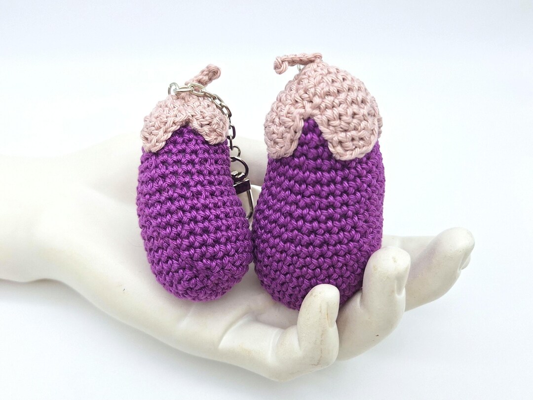 Crochet Vegetable Crochet Aubergine Eggplant Keychain Charm - Etsy