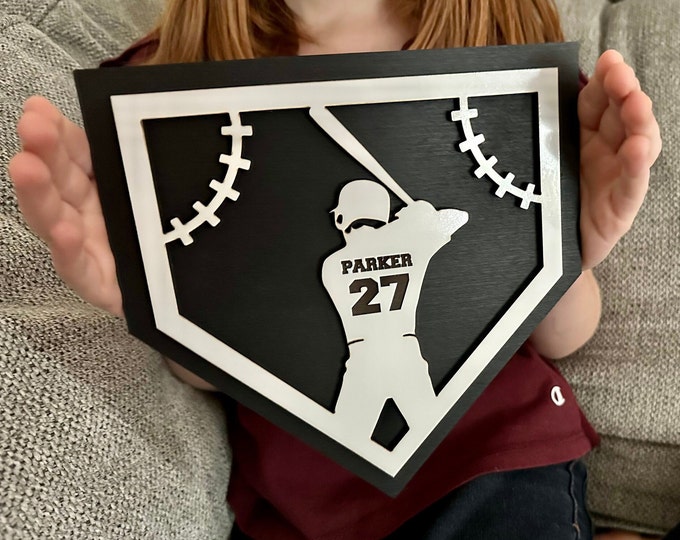 Personalized 3D Baseball Home Plate Sign Home Plate Batter Sign Custom ...