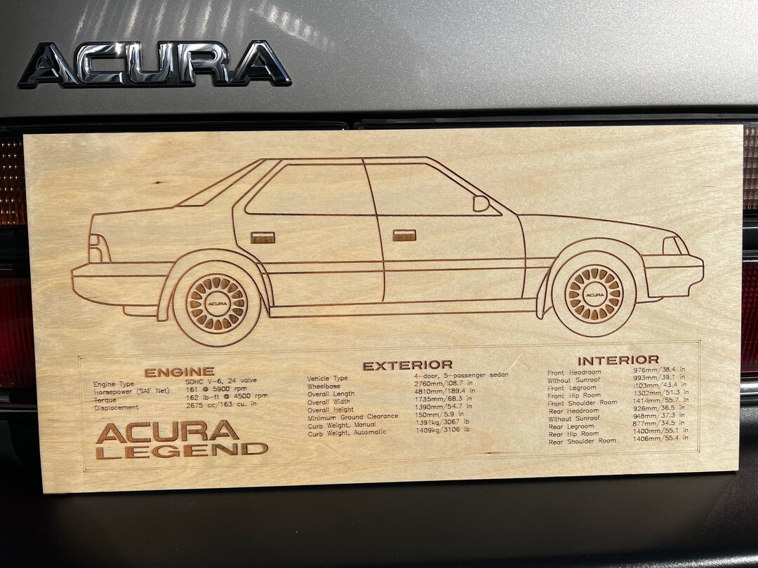 Acura Legend Gen 1 Wooden Line Art Drawing & Technical Specs Engraving ...