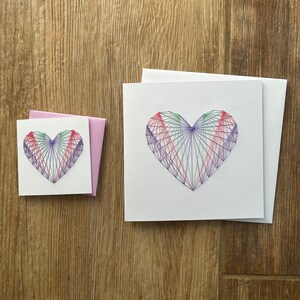 STRING HEART CARD / Purple, Mint, & Pink Heart on White - Etsy