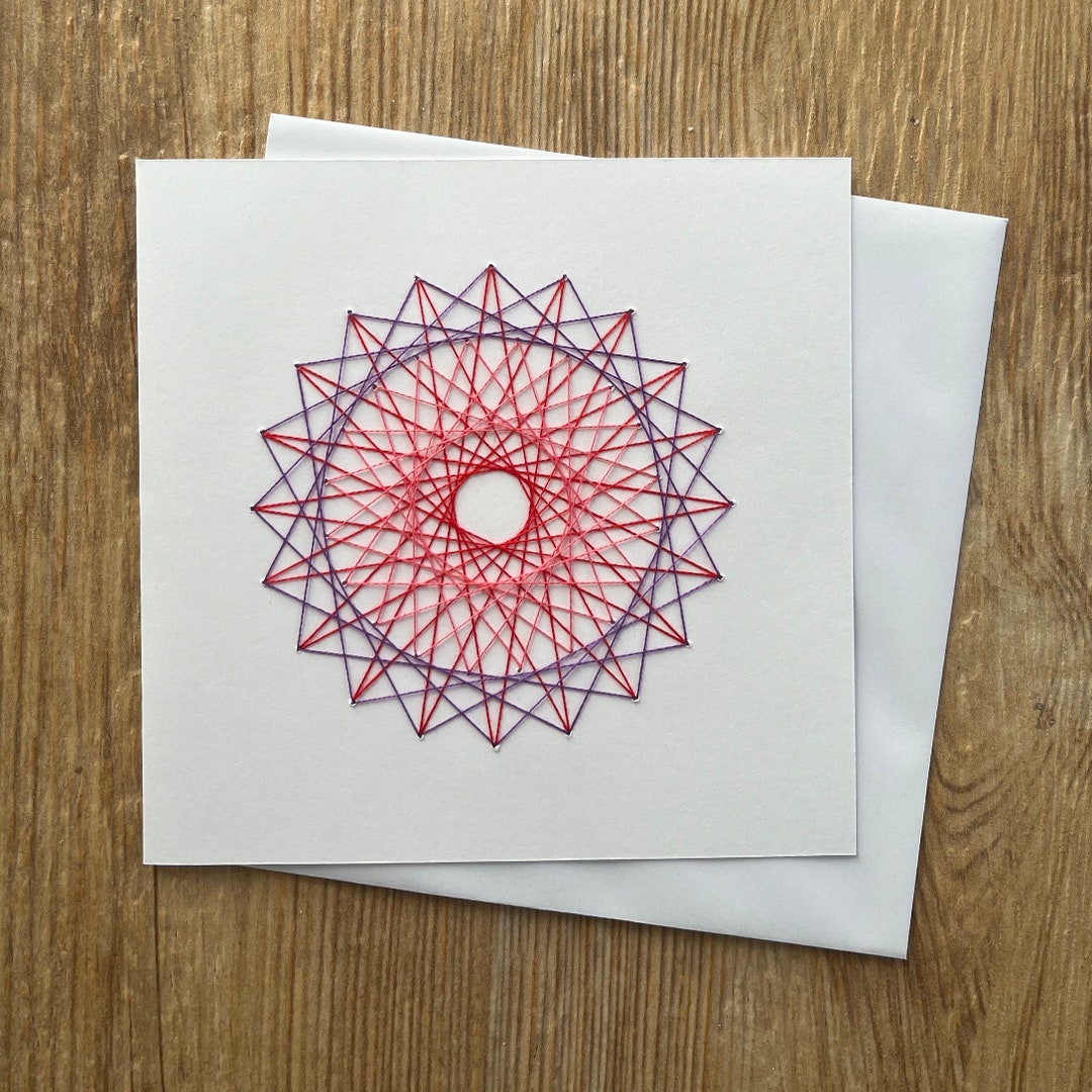 String Spiral Greeting Card / Hand-stitched - Etsy
