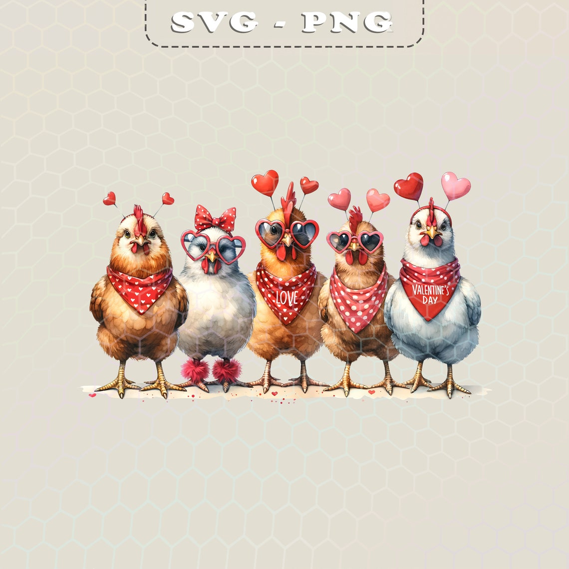Valentines Day Farm Chickens PNG, Valentine Farm PNG File for Digital ...