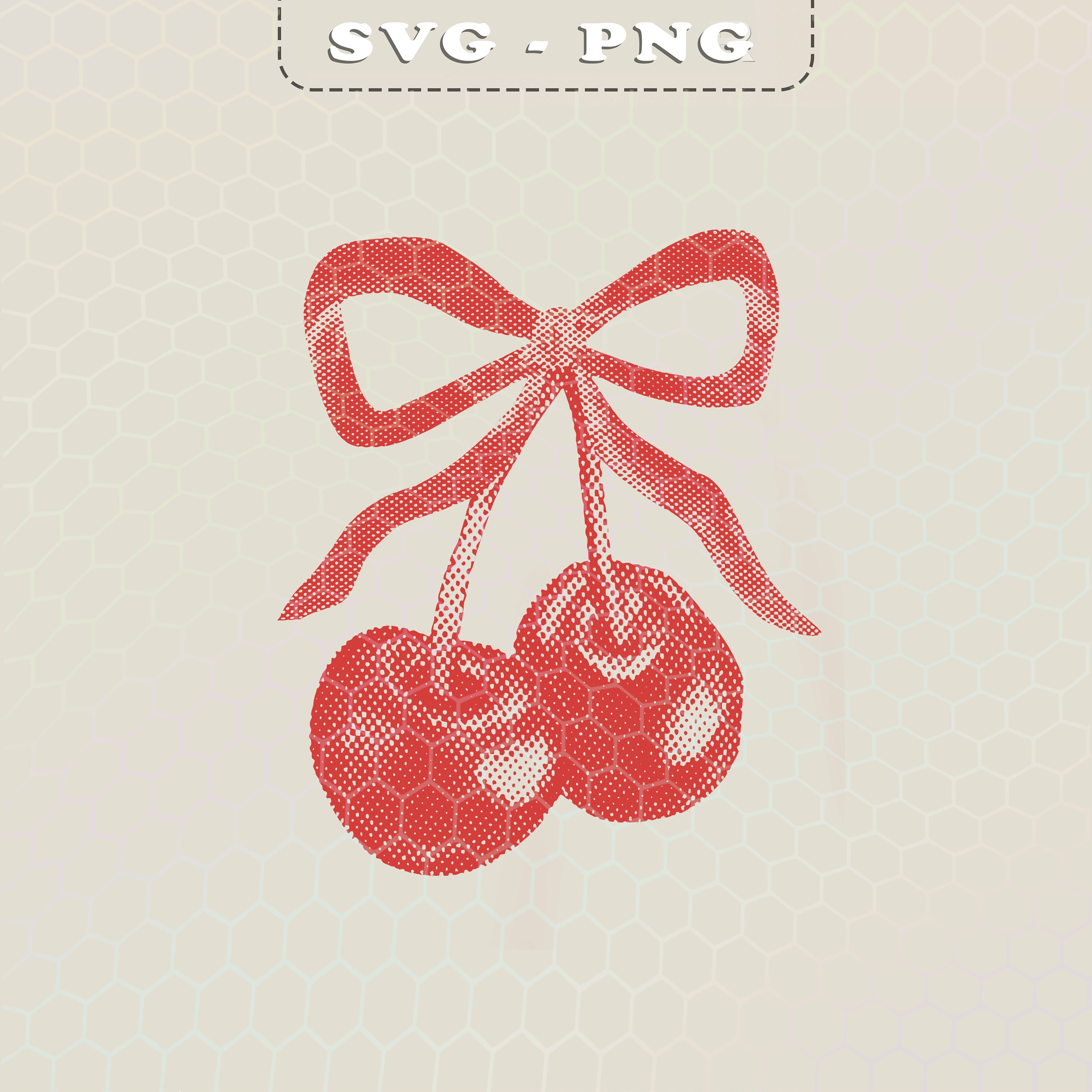 Cherry With Bow PNG, Ribbon Preppy PNG File for Digital Download ...