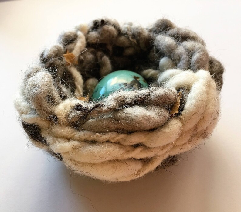 Turquoise Egg in Wool Nest - Etsy