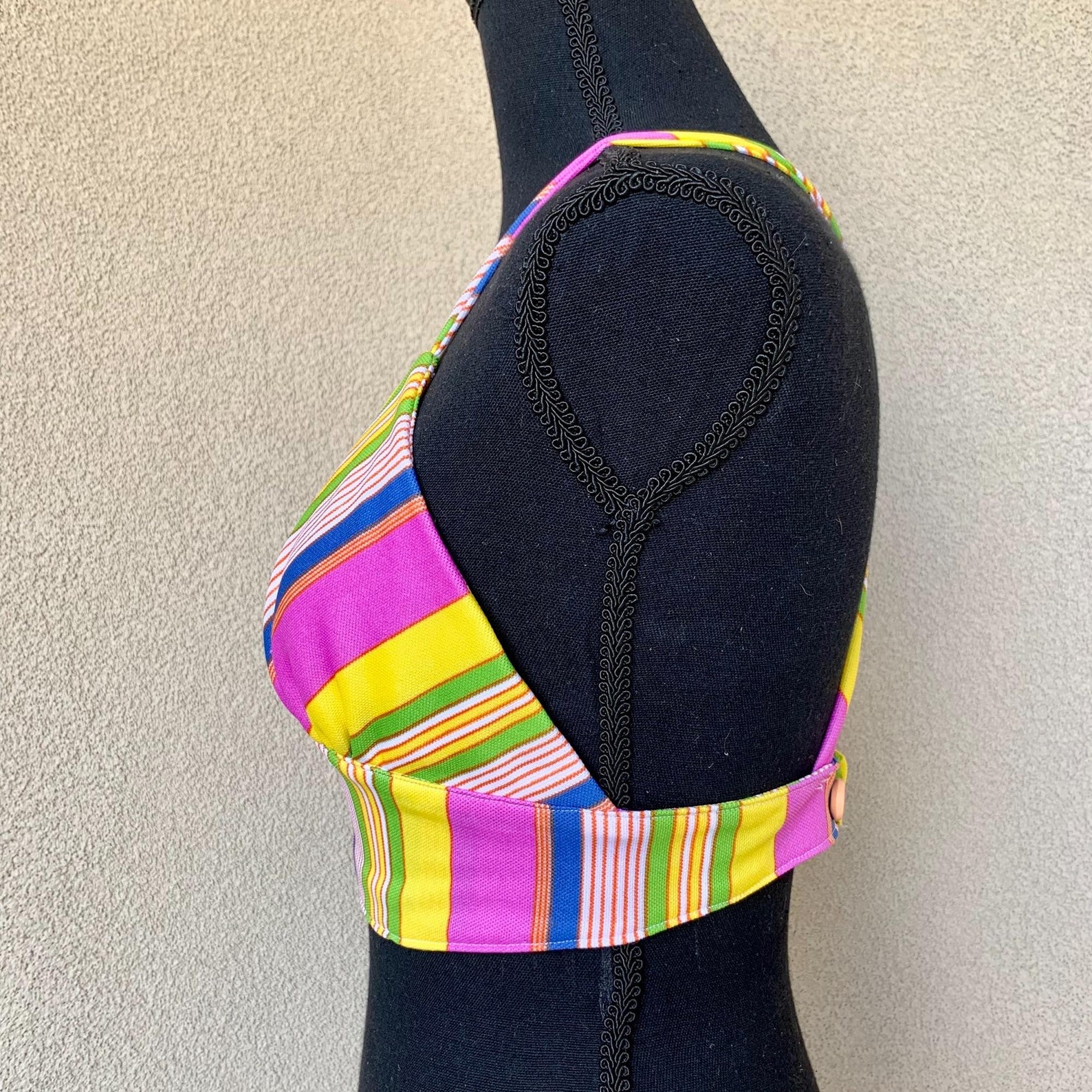 Colorful and Bright 60s-70ss Striped Halter Top - Etsy