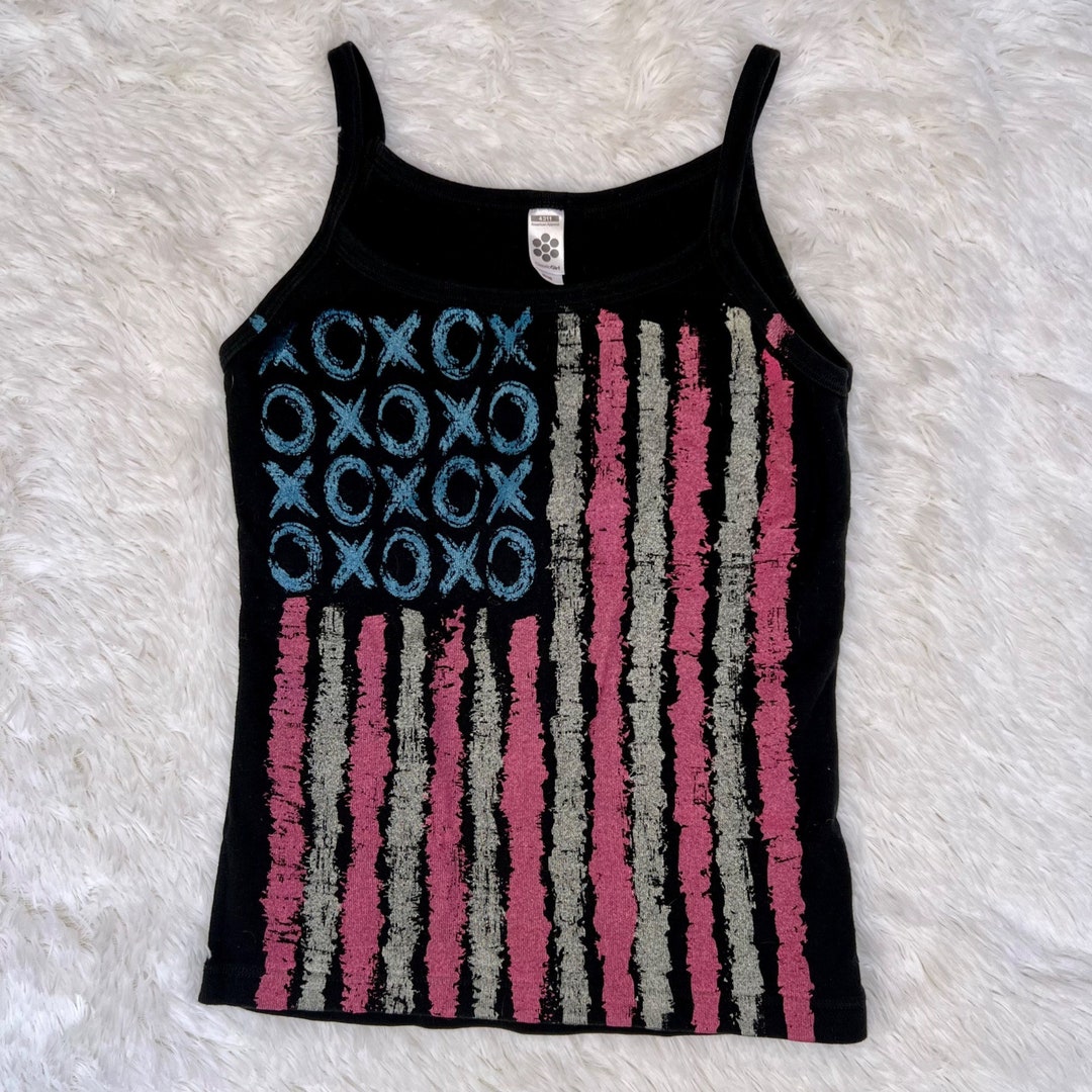 Y2K Abstract American Flag Kisses & Hugs Tank Top - Etsy