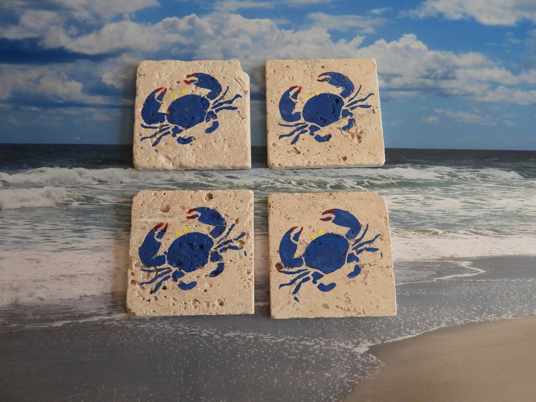 BLUE CRAB Stone COASTERS - Etsy
