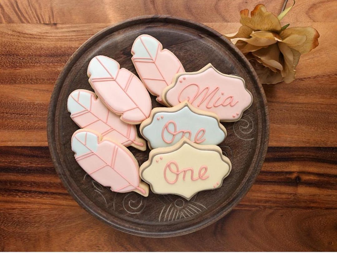 Feather and Plaque Sugar Cookies 12 - Etsy