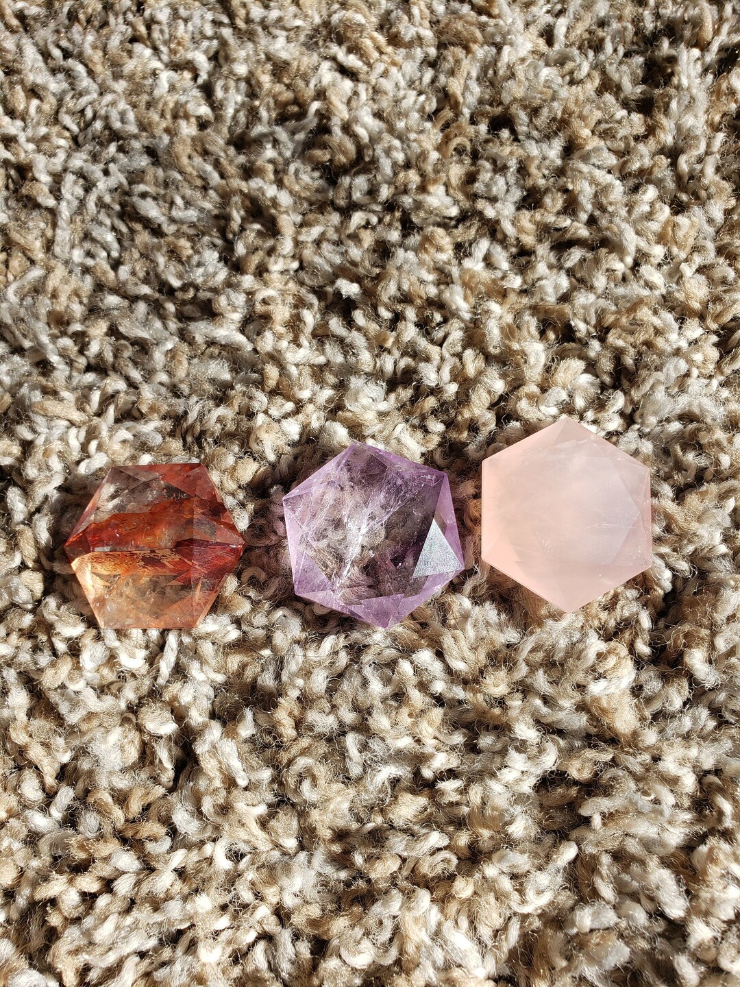 3D Crystal Hexagon, Crystal Shape, Carving, Fire Quartz, Rose Quartz ...