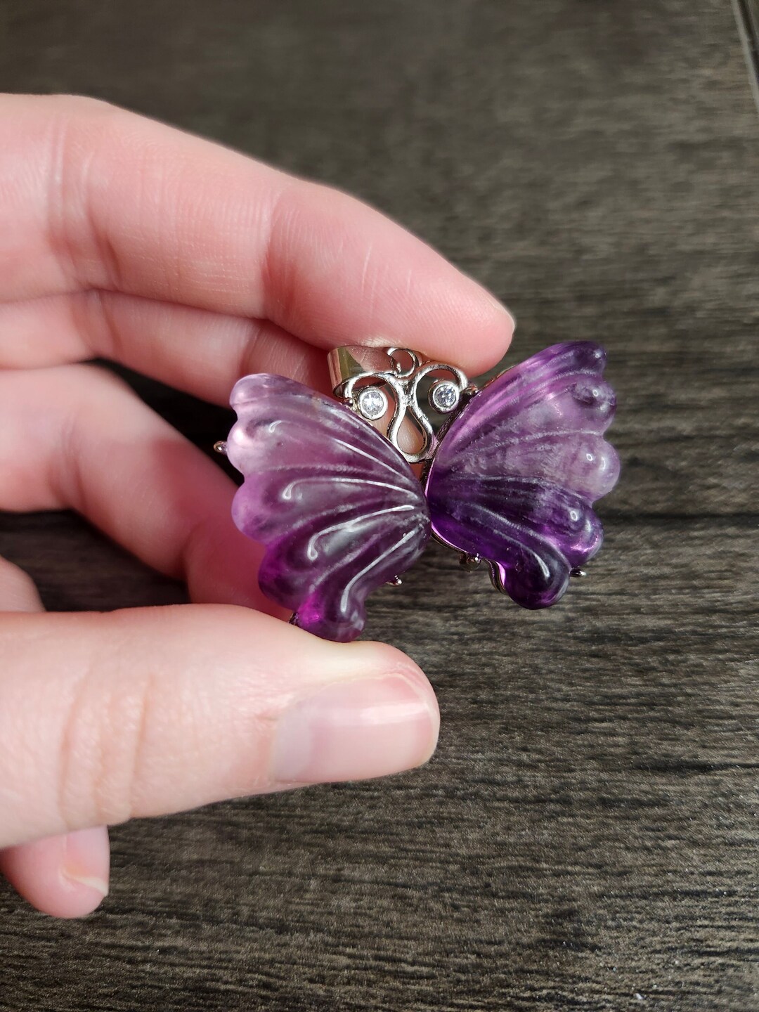 Crystal Butterfly Pendant - Purple Fluorite Pendant - Purple Crystal ...