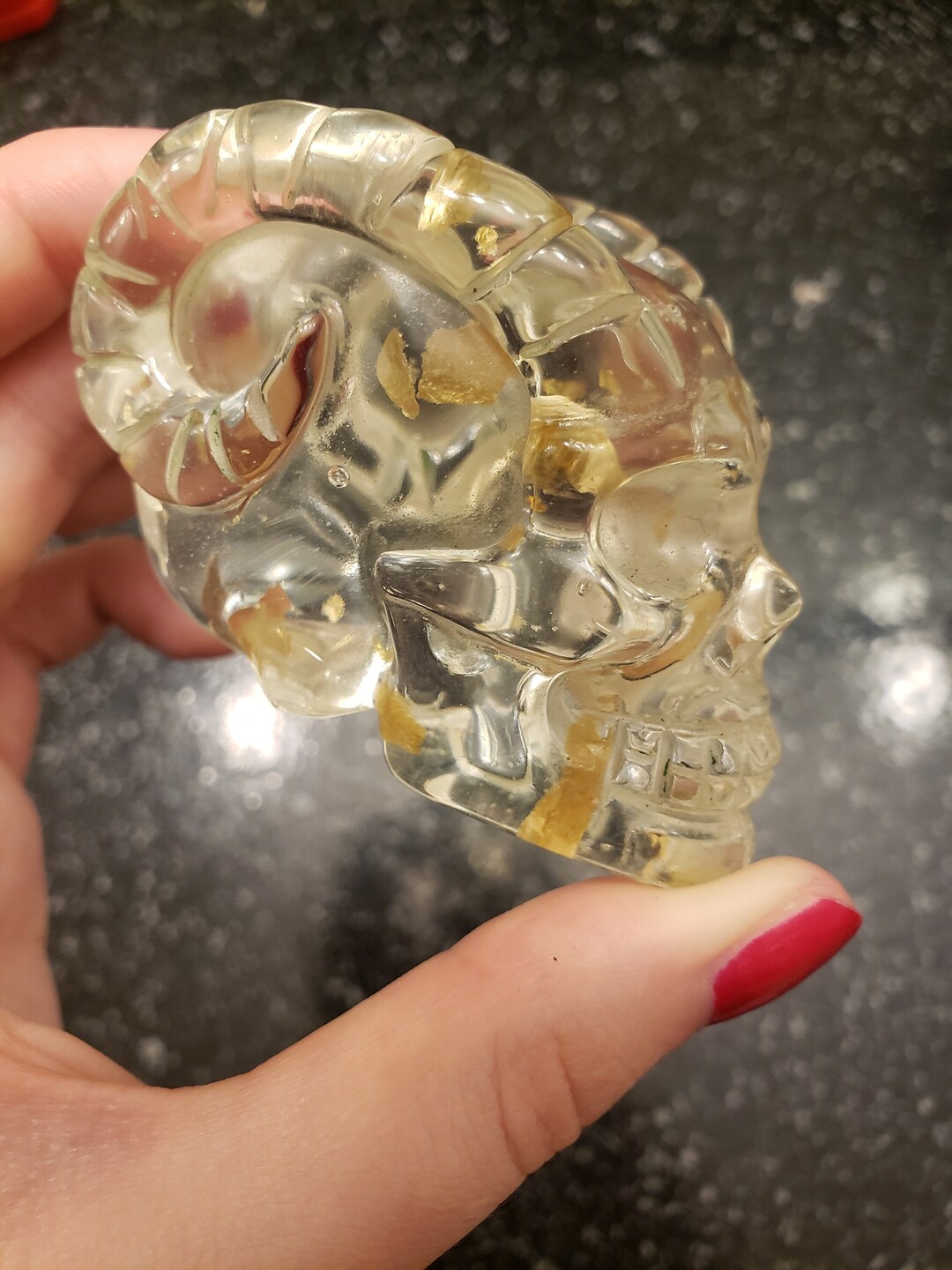 Resin Ram Sheep Skull Horns With Gold Colored Flakes - Etsy