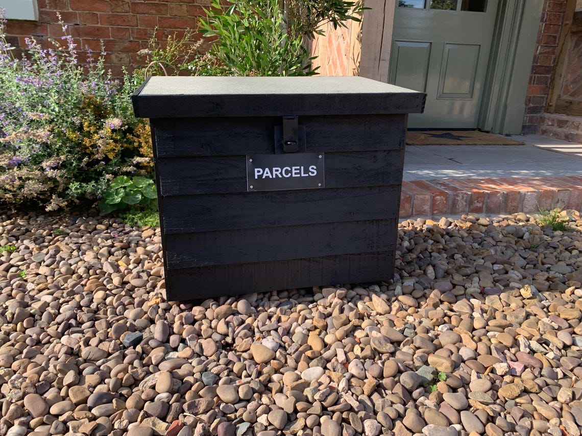 Delsafe Parcel Delivery Box Painted Black-garden Store, Shoe Boots ...