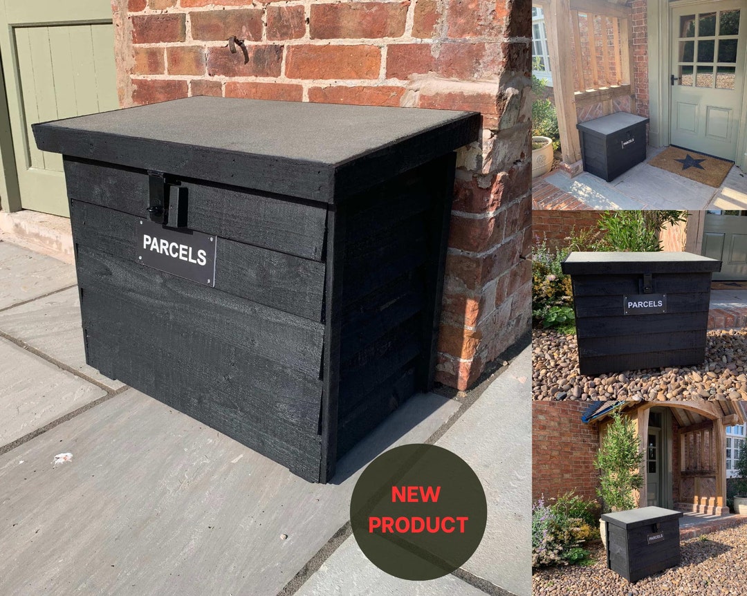 Delsafe Parcel Delivery Box Painted Black-garden Store, Shoe Boots ...