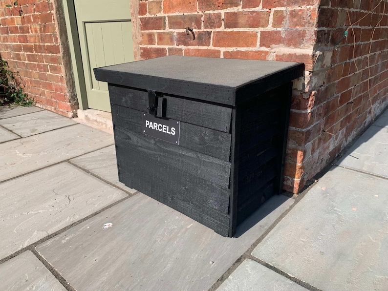 Delsafe Parcel Delivery Box Painted Black-garden Store, Shoe Boots ...