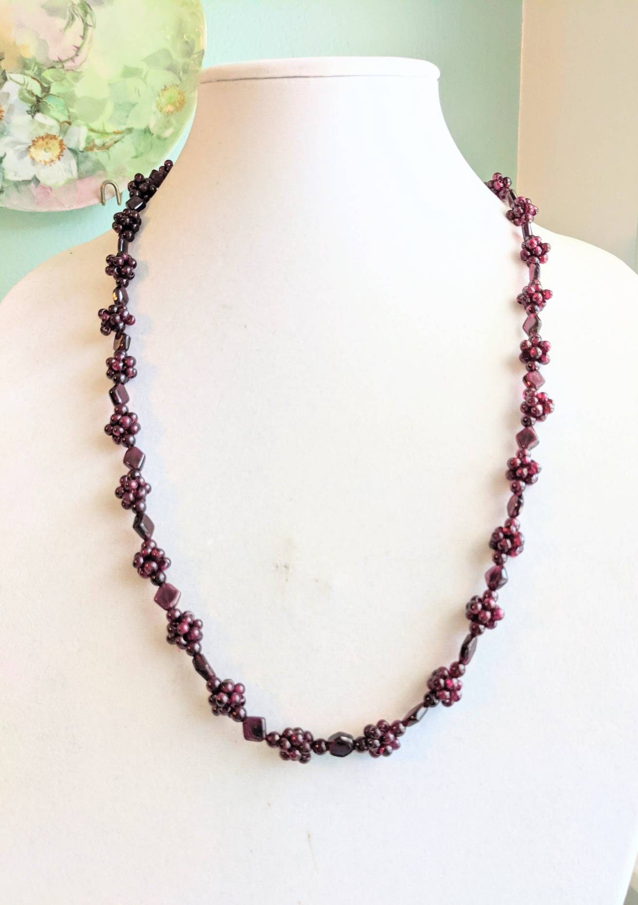 Vintage Retro Red Garnet Raspberry Design Handmade Necklace Earrings ...