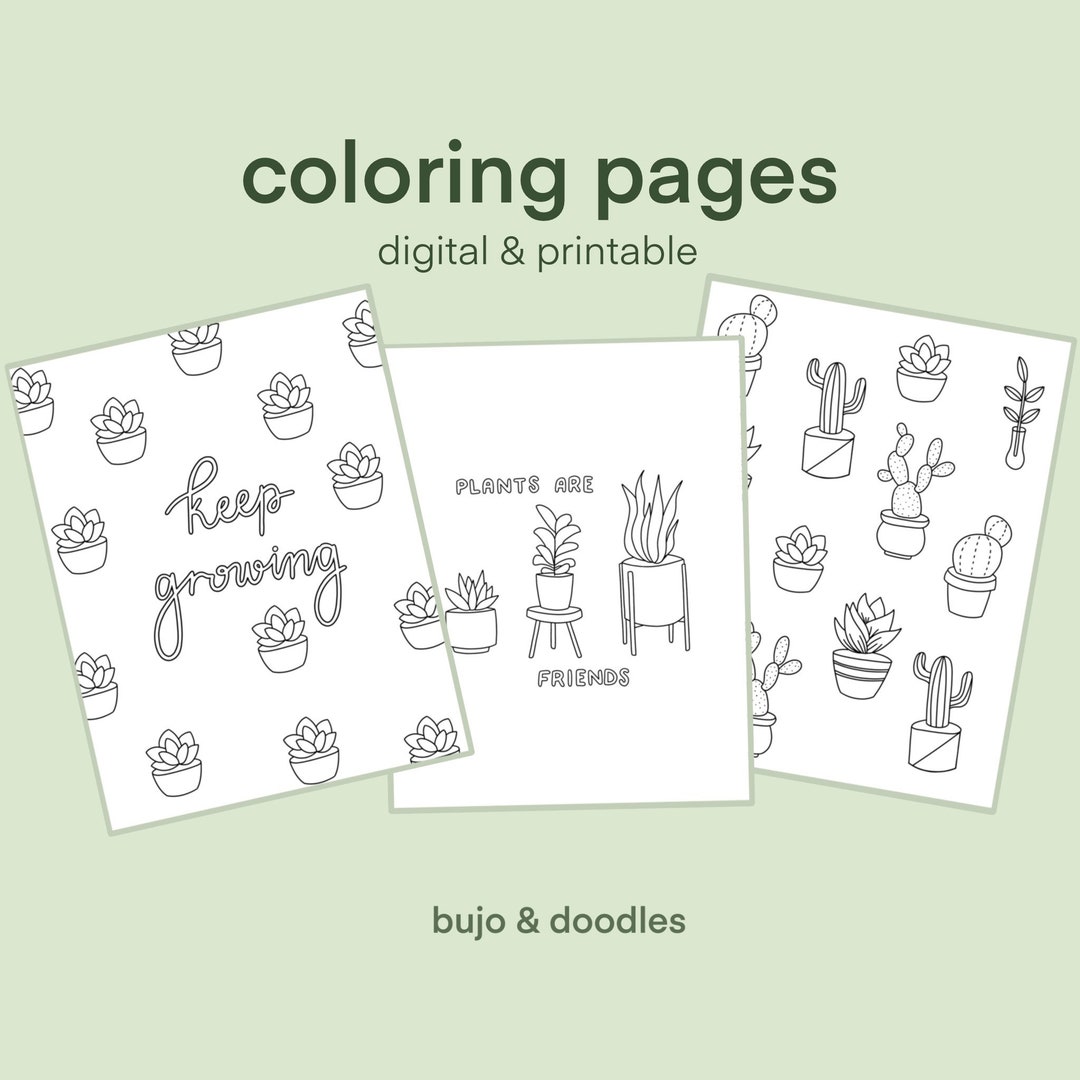 Plant Coloring Page Pack | Digital Download | Coloring Sheet ...