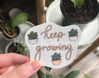 Keep Growing Plant Sticker Motivational Waterproof Decal for Laptops ...