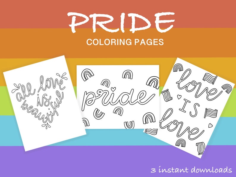 Pride Coloring Page Pack Digital Download Coloring Sheet | Etsy