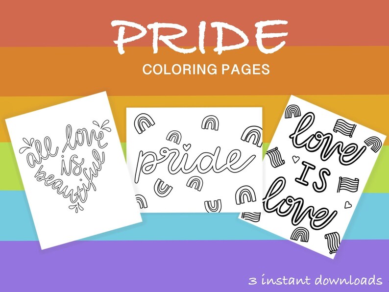 Pride Coloring Page Pack Digital Download Coloring Sheet | Etsy