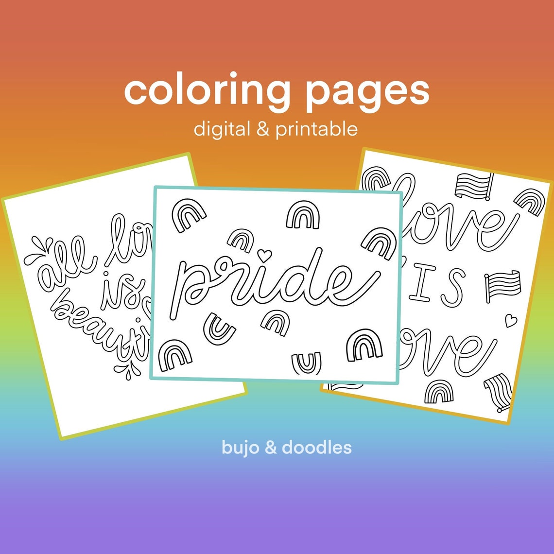 Pride Coloring Page Pack | Digital Download | Coloring Sheet ...