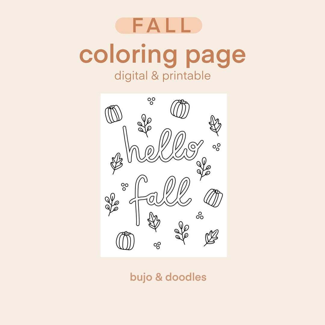 Fall Coloring Page | Autumn Coloring Page | Digital Download | Coloring ...