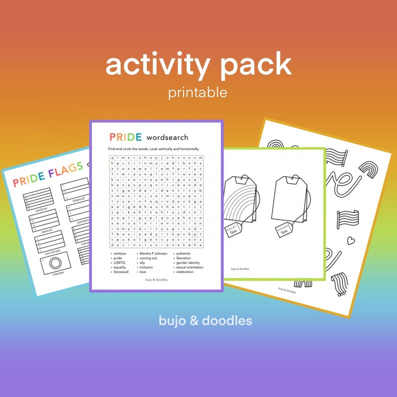 Pride Month Activity Pack | Digital Download | Coloring Sheet ...