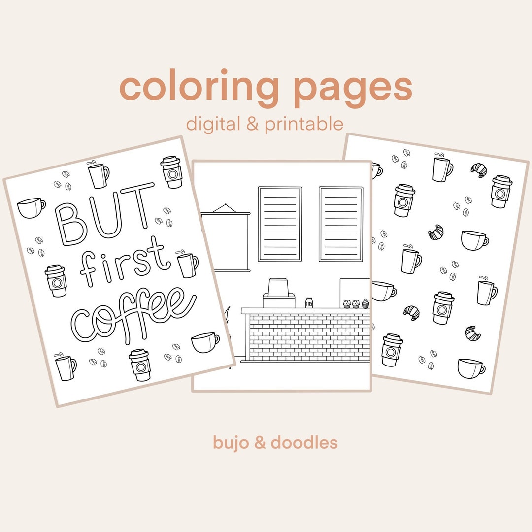 Coffee Shop Coloring Page Pack | Digital Download | Coloring Sheet ...