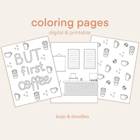 Coffee Shop Coloring Page Pack Digital Download Coloring - Etsy