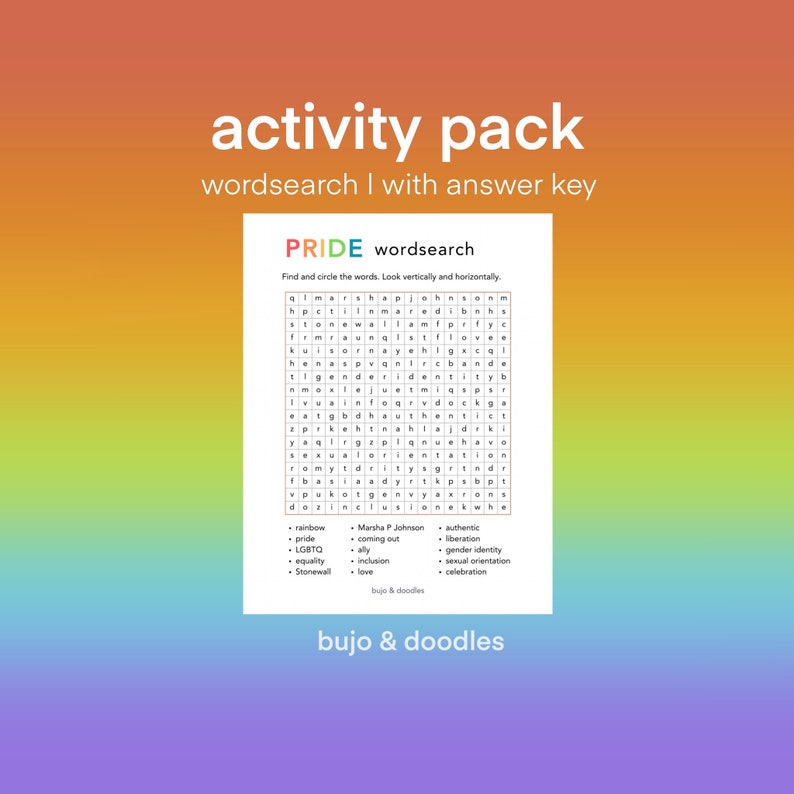Pride Month Activity Pack | Digital Download | Coloring Sheet ...