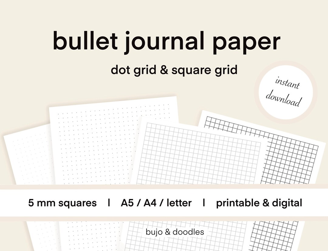 Dot Grid Paper Printable, Grid Paper, Bullet Journal Paper, A4 A5 ...