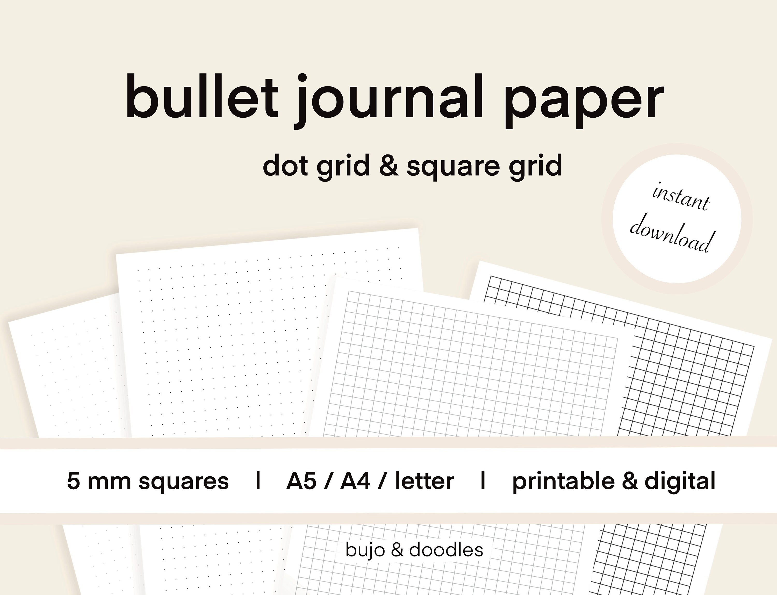 Dot Grid Paper Printable, Grid Paper, Bullet Journal Paper, A4 A5 ...