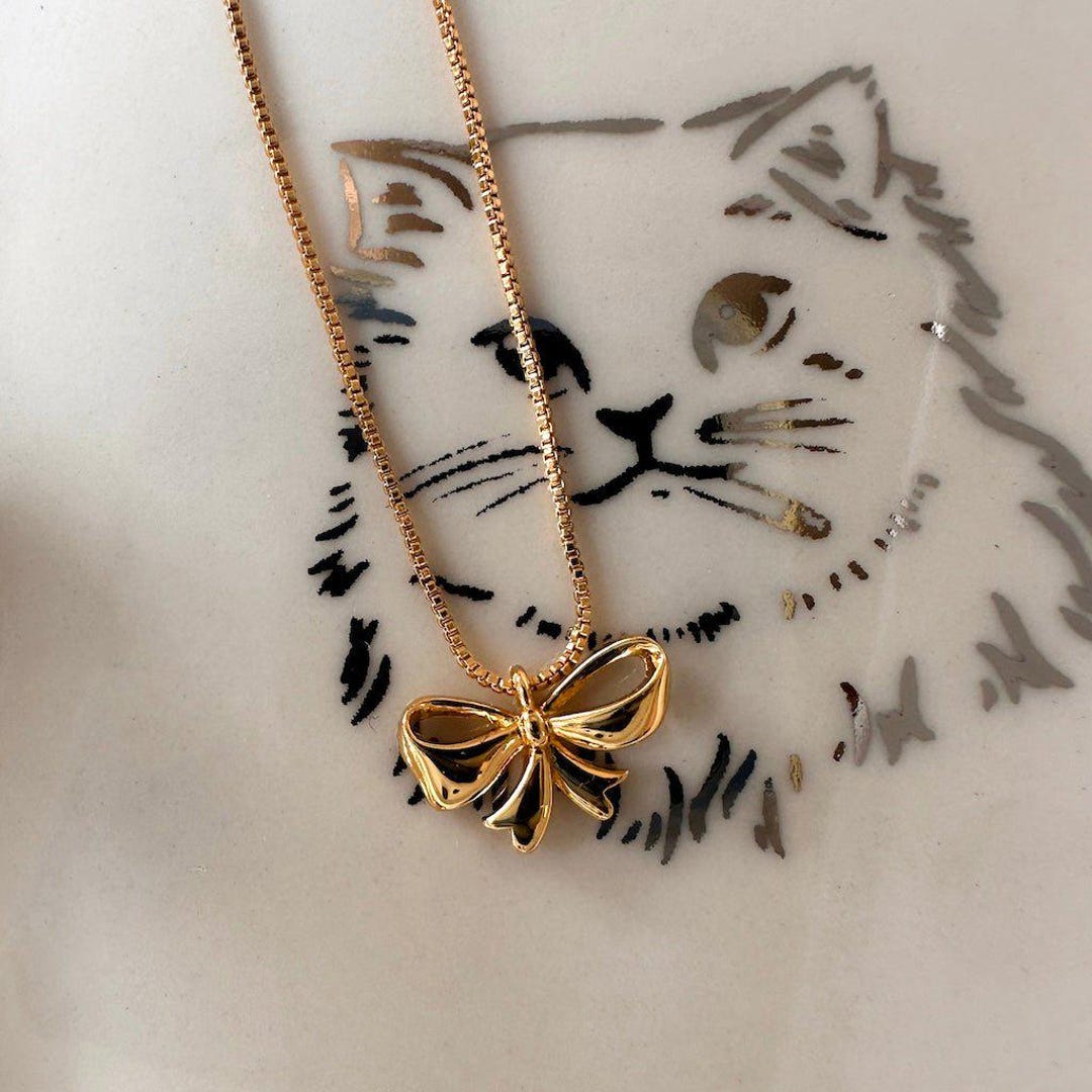 Adora-bow Necklace in Gold, Silver, Rose Gold | Dainty Minimalist ...